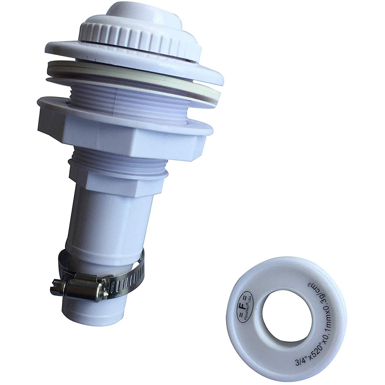 Above Ground Pool Return Jet with Clamp and Thread Tape | Fibropool